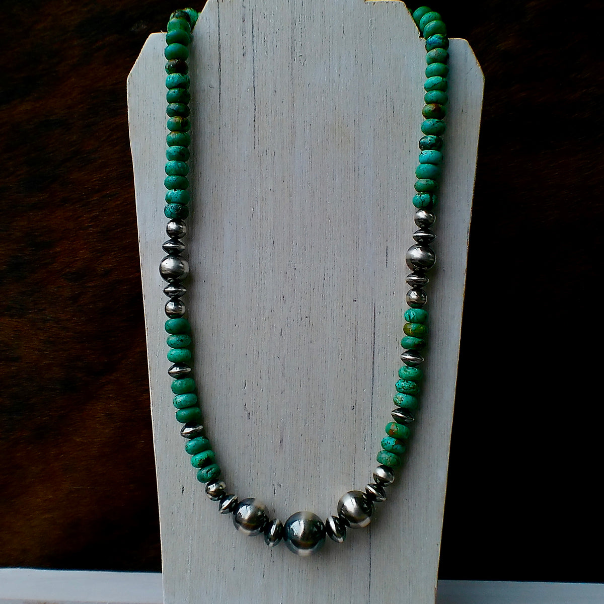 Kingman Turquoise & Sterling Silver Pearl Necklace - 20" – Brooks Bits ...