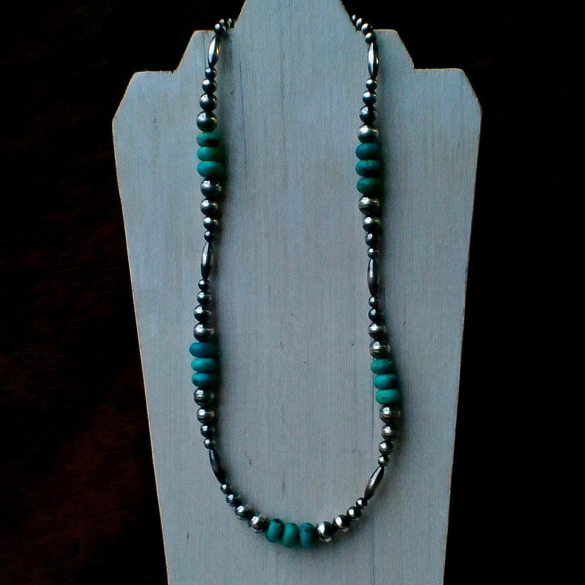 Kingman Turquoise & Sterling Silver Pearl Necklace - 18" – Brooks Bits ...